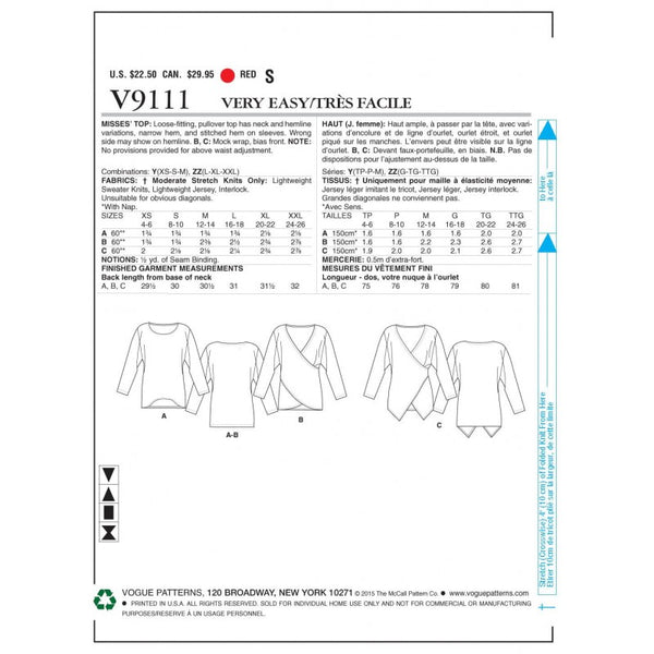 VOGUE PATTERN MISSES' TOP 9111 – WeaverDee.com