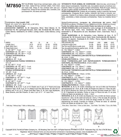 McCall's Pattern: M7850 Pet Clothes – WeaverDee.com