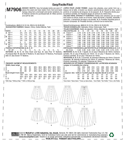 McCall's Pattern: M7906 Misses' Skirts – WeaverDee.com
