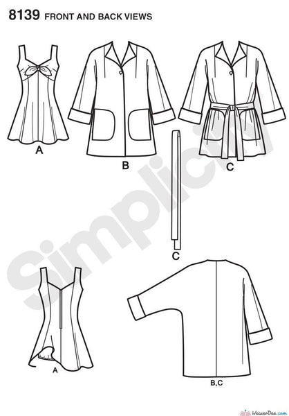 Simplicity Pattern: S8139 Misses' Vintage Bathing Dress & Beach Coat ...