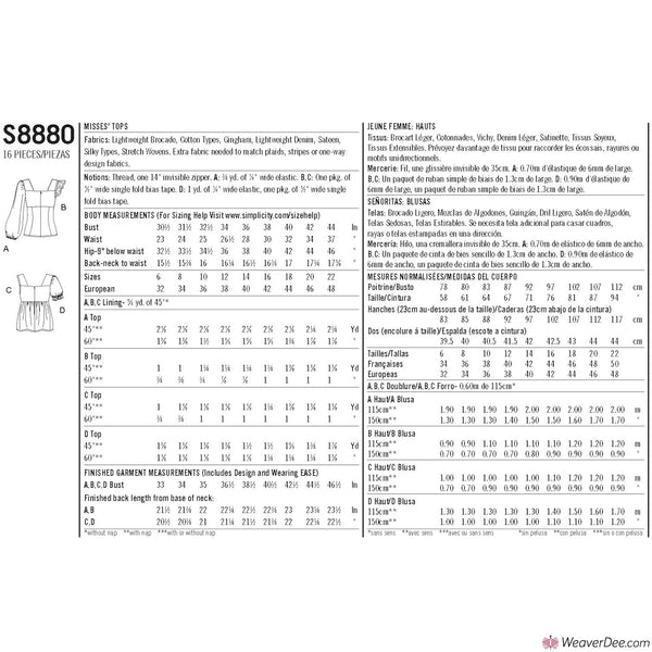 Simplicity Pattern S8880 Misses' Tops – WeaverDee.com