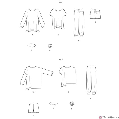 Simplicity Pattern S9020 Misses' Sleepwear Knit Tops, Pants, Shorts ...