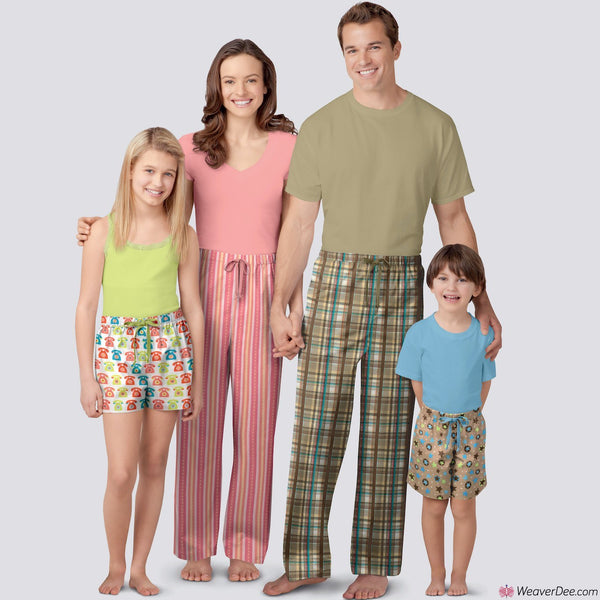 Simplicity Pattern S9127 Unisex Pyjama Bottoms & Shorts (Adult, Teen ...