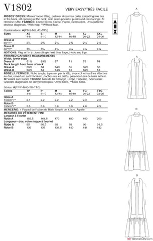 Vogue Pattern V1802 Misses' Dresses – WeaverDee.com