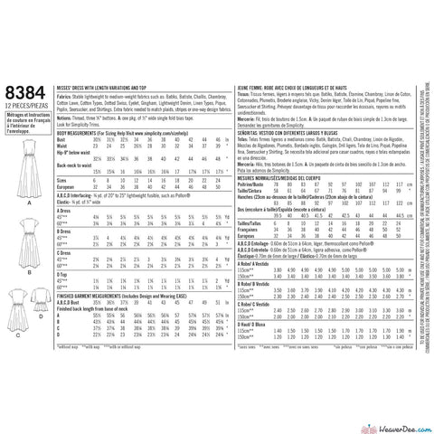 Simplicity Pattern S8384 Misses' Dress with Length Variations & Top ...