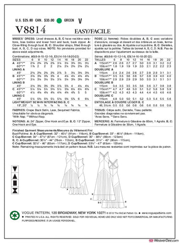Vogue Pattern V8814 Misses' Drop-Waist Dresses – WeaverDee.com